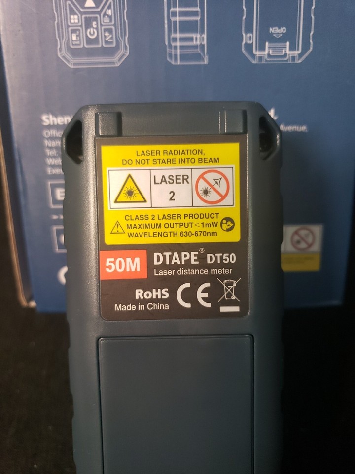 DTAPE DT50 Blue Black Professional Tool Laser Distance Meter 160 Feet ...