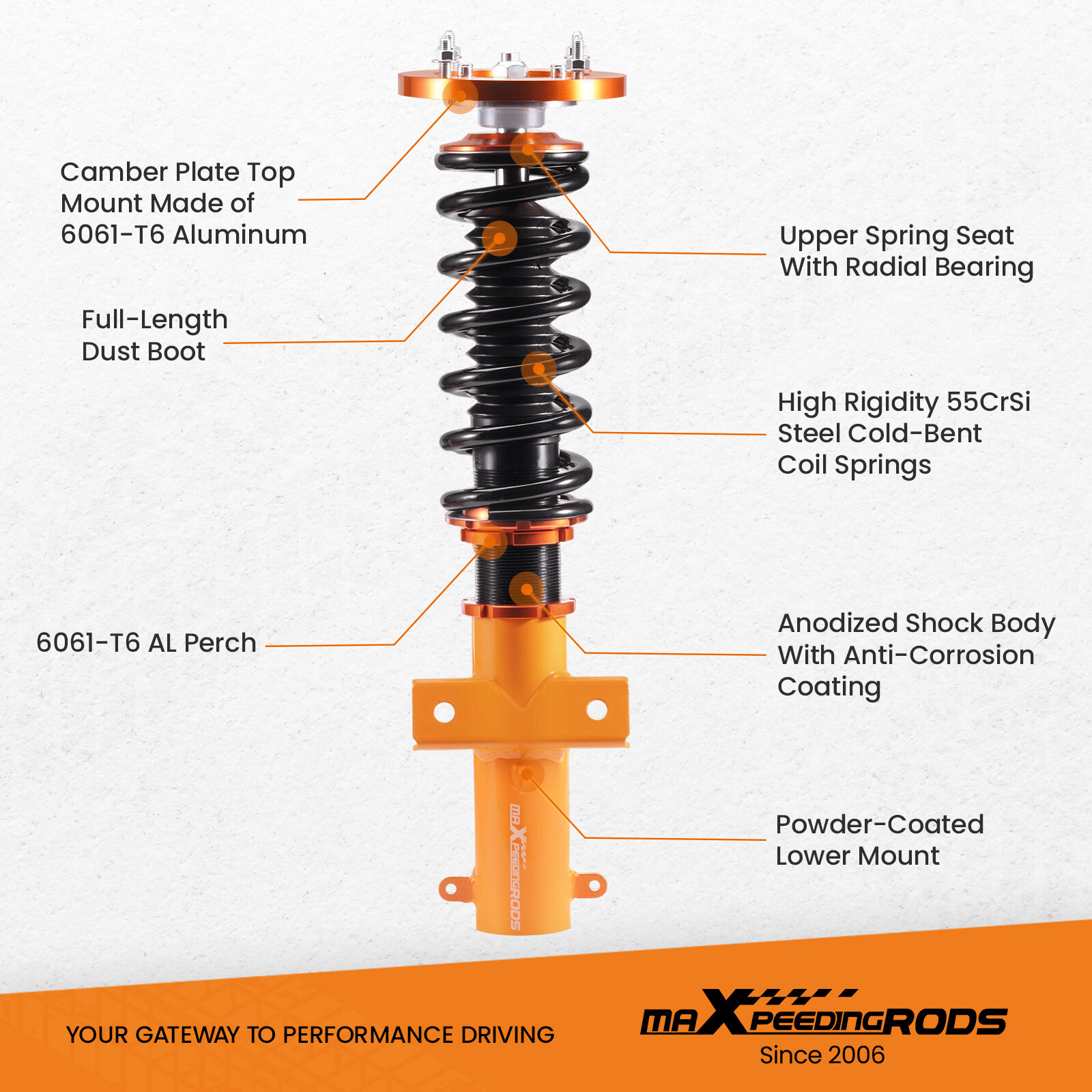 MaXpeedingrods Coilovers Suspension Lowering Kit for Ford Mustang 05-14 ...