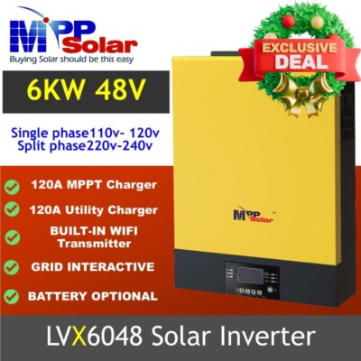 LVX6048 6kw 48v MPP Solar Hybrid Inverter PV 450v Split phase 120v 240v ...