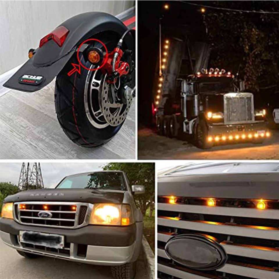 Amber Round Round Yellow Round Round 3/4" 3 Side LED Marker Bullet ...