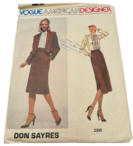 Vogue Sewing Pattern 2300 Misses Jacket Skirt Blouse Tie Career Work Sz ...