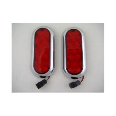(2) Red 10 LED 6" Oval Surface Mount Stop Turn Brake Tail Lights ...