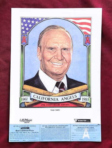 1961-1985 25TH ANNIVERSARY CA ANGELS GENE AUTRY PORTRAIT STADIUM ...