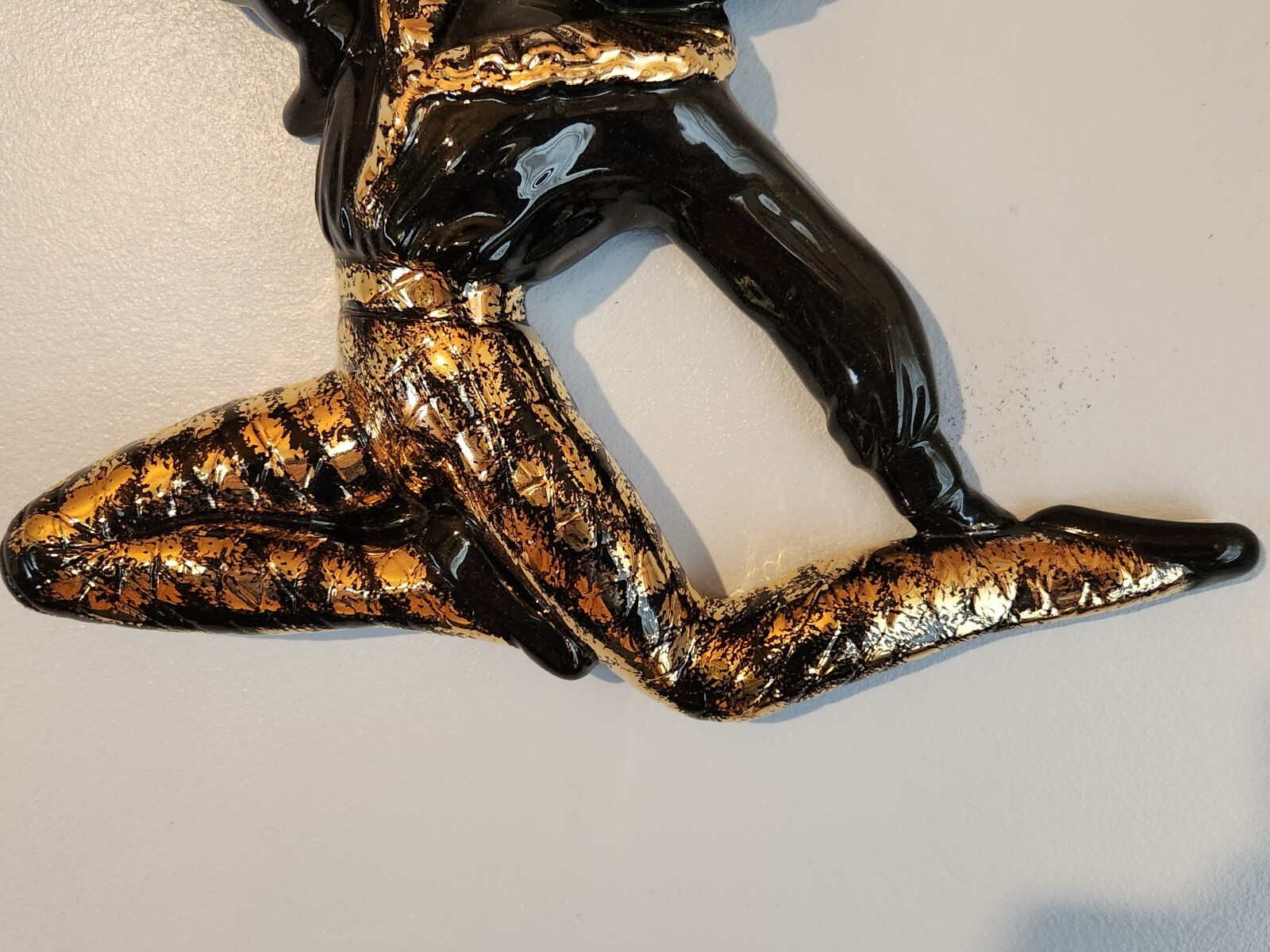 Vintage Ceramic Ballet Dancer Harlequin Pair Glossy Black & Gold Wall ...