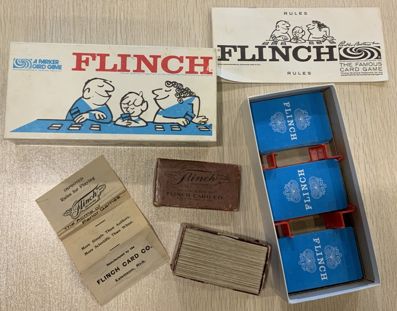 Flinch Card Games ANTIQUE (1913 ) & VINTAGE (1963) Original Boxes ...
