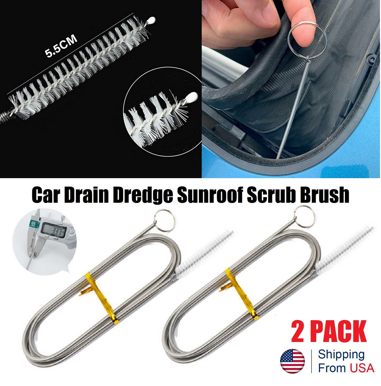 2PCS Flexible Car Drain Dredge Sunroof Cleaning Scrub Brush Tool ...