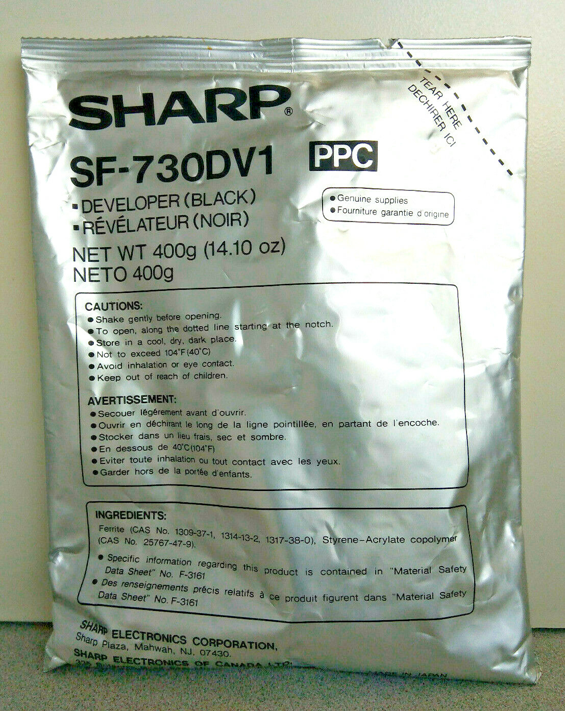 Genuine Sharp SF-730DV1 Black Developer for Sharp SF-1025 through SF ...