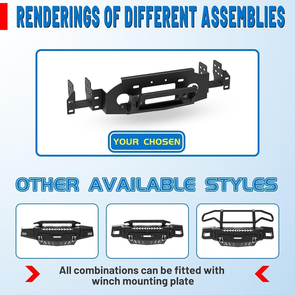 Black For 2019-2026 Chevy Silverado 1500 Front Bumper Hidden Winch ...