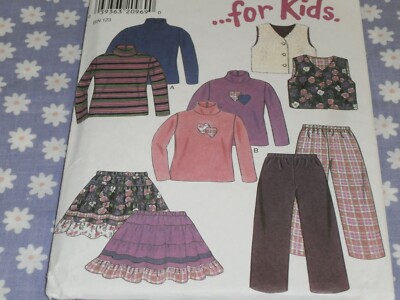 SIMPLICITY NEW LOOK 6711 GIRLS TOP PANTS SKIRT VEST PATTERN-UNCUT-SIZES ...