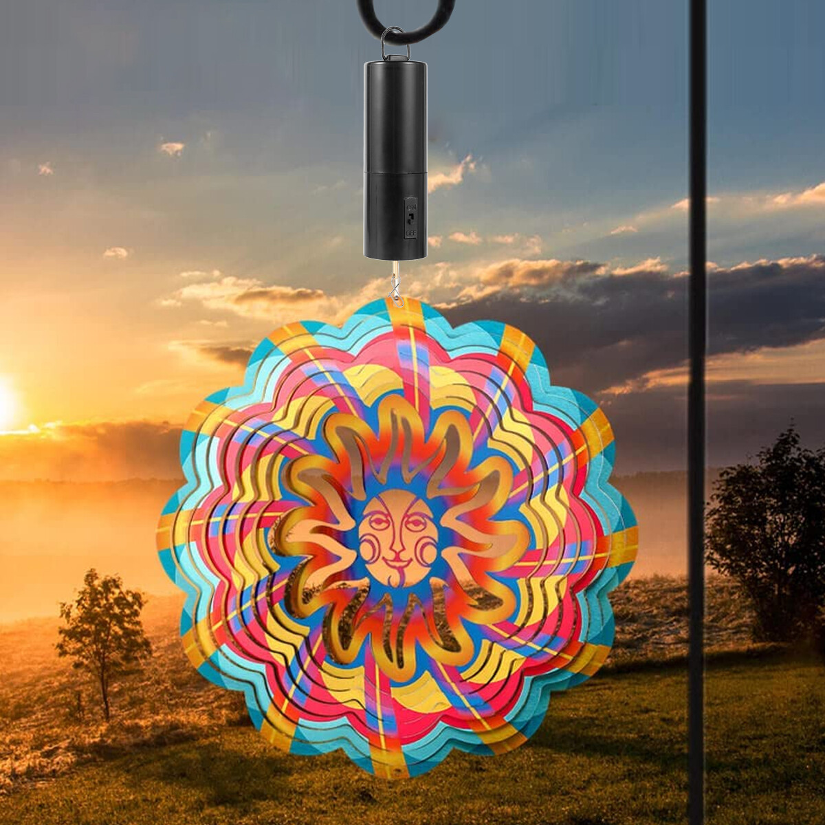 Hanging Display Rotating Black Battery Wind Chime Motor Wind Spinner ...