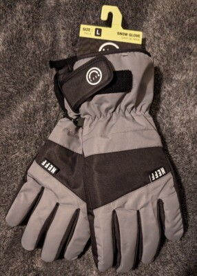 NWT NEFF Snow Glove L Winter Gloves Snowboard Ski Gray Sure Grip Leash ...