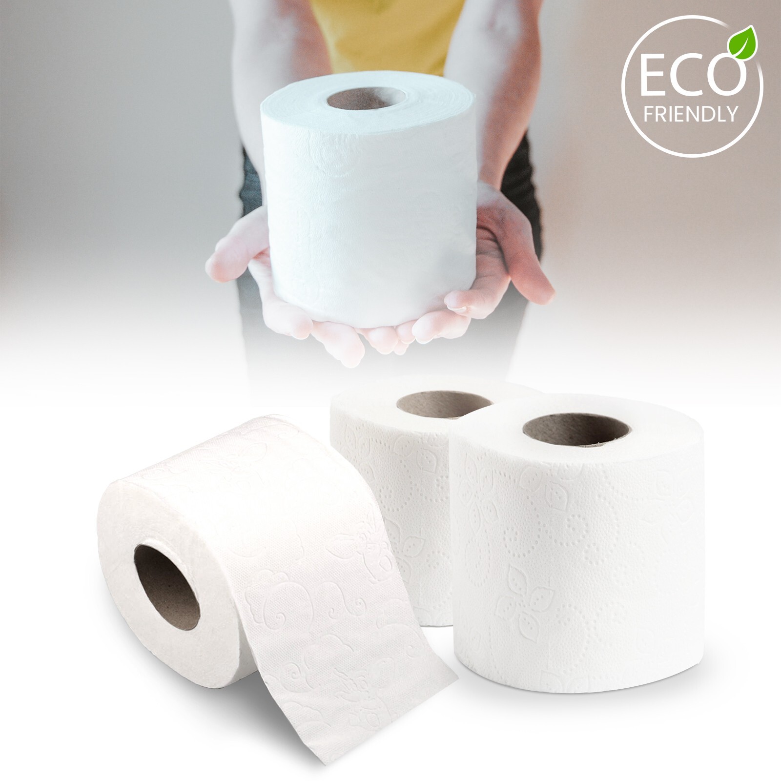72 Essential Toilet Rolls 2Ply Embossed White Tissue Paper Budget ...