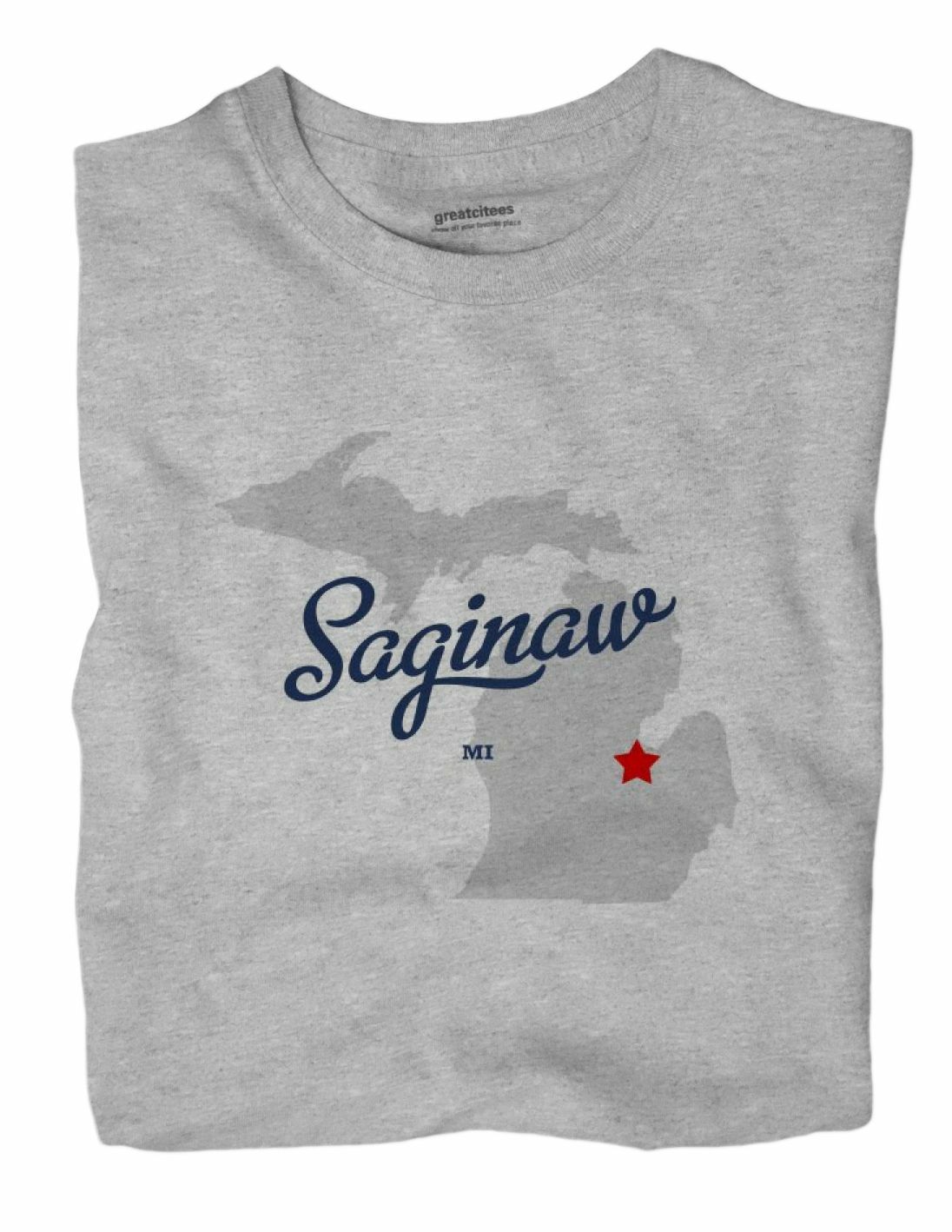 Saginaw Michigan MI Mich T-Shirt MAP | eBay