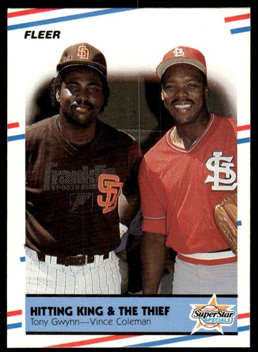 1988 Fleer Baseball Card Tony Gwynn/Vince Coleman San Diego Padres/St ...