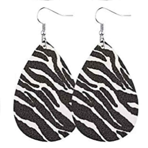 New Boutique Lightweight Faux Leather Zebra Teardrop Dangle Hook Earrings | eBay
