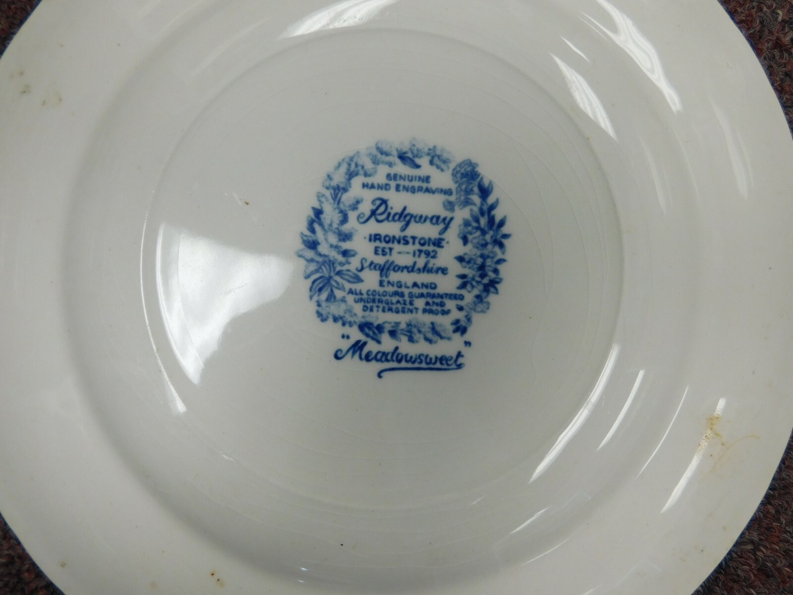 1 VINTAGE Ridgeway Ironstone Staffordshire England Meadowsweet Plate ...