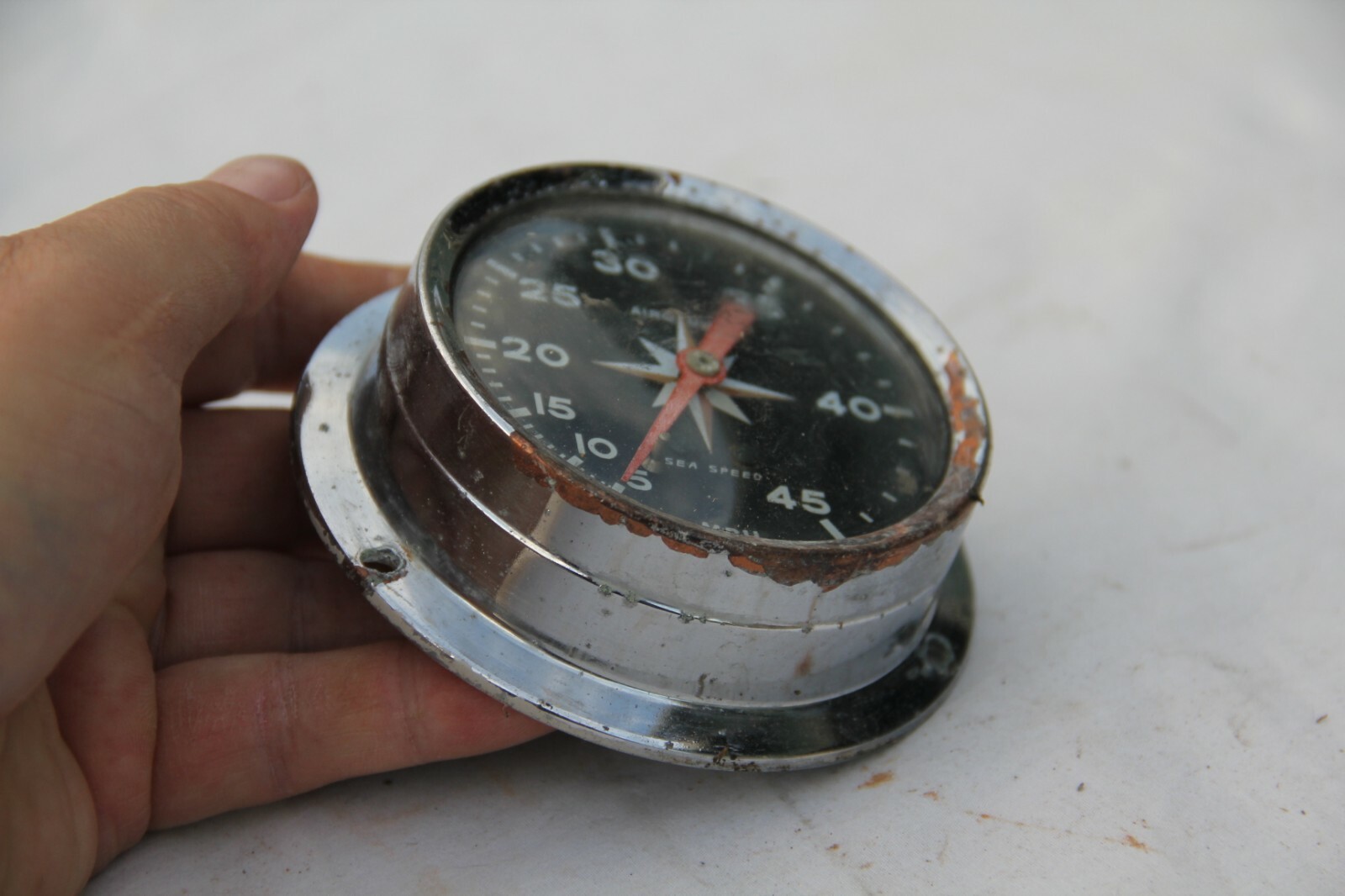 Boat Marine VINTAGE AIRGUIDE Air Guide SPEEDOMETER 0-45 SEA SPEED MPH ...