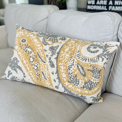 Pottery Barn Yellow & Gray Paisley 15.5 X 26" Accent Sheridan Print ...