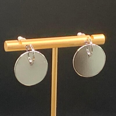 Coin Disc Stud Drop Front Facing Silver Plated Dangle Earrings New ...