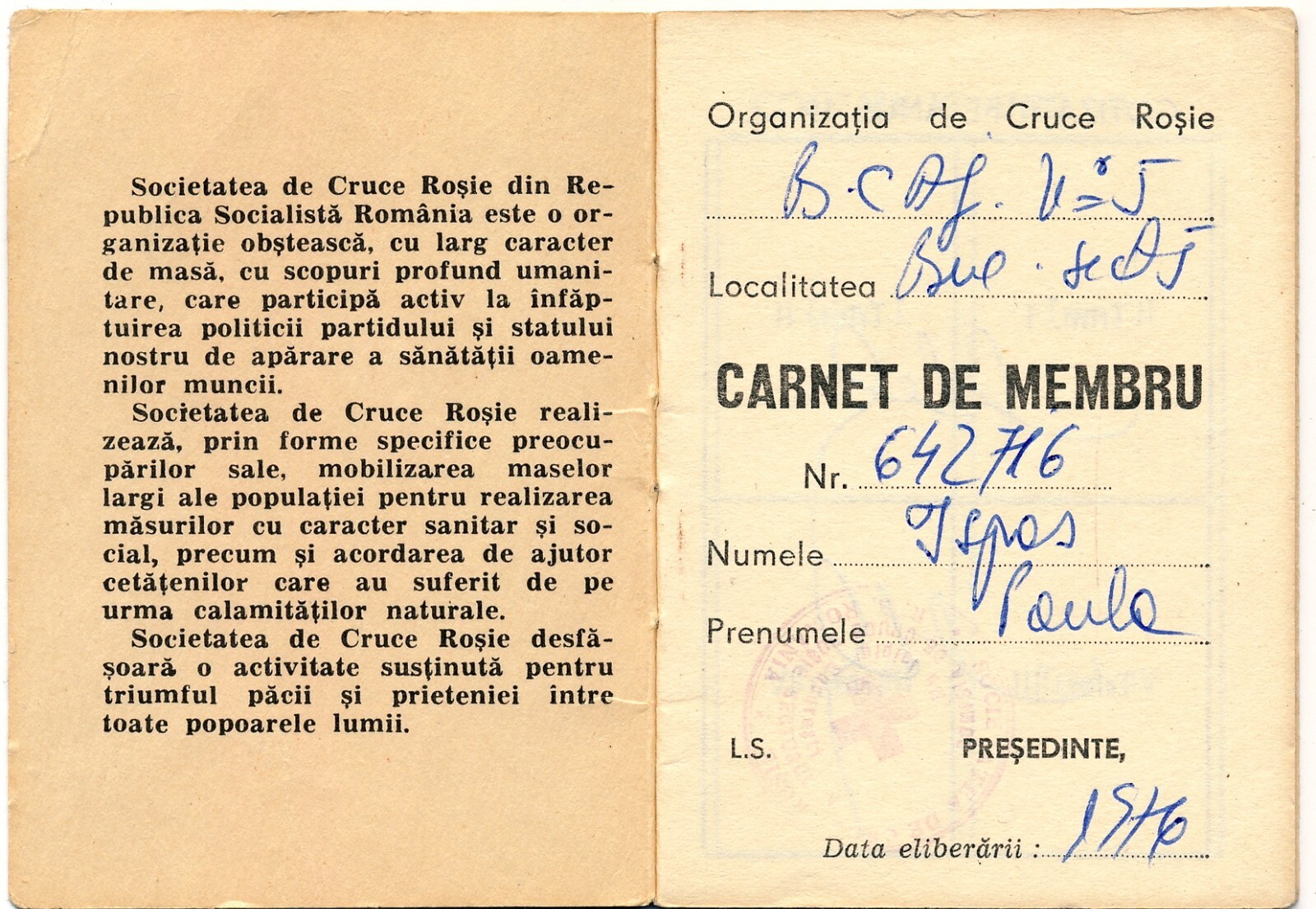 Romania Red Cross ID Card Member Organisation | eBay