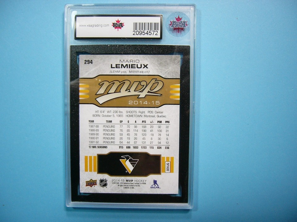 2014/15 UPPER DECK U.D. MVP NHL HOCKEY CARD #294 MARIO LEMIEUX KSA 9.5 ...