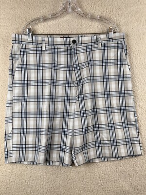 Chaps Golf Shorts Sz 38 Men’s Plaid Tan/Blue/White Bermuda Polyester ...