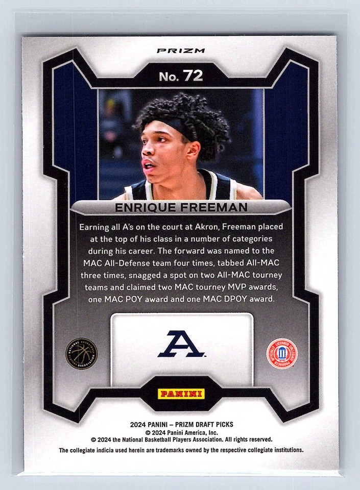 Enrique Freeman 2024 Panini Prizm Draft Picks #72 Silver Prizm Rookie ...
