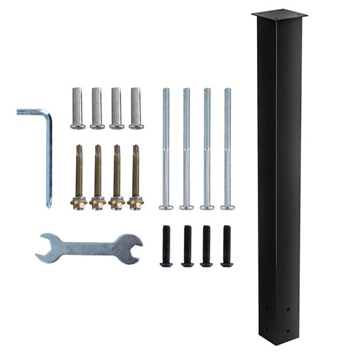 In-Ground Mailbox Post, 43 inch Metal Mailbox Post Kit, Black Powder ...
