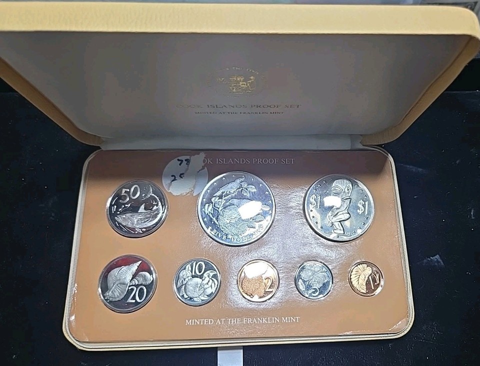 1978 Cook Islands Franklin Mint 8 Coin Proof Set With Silver $5 in OGP ...