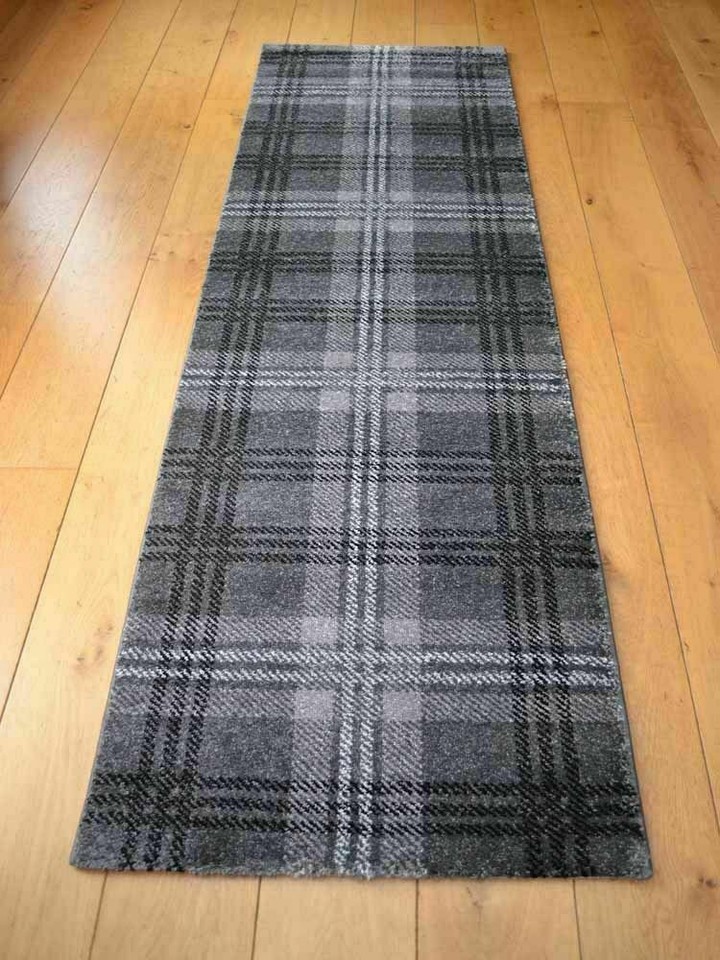 Modern Grey Rug Stair Hallway Runner Large Small Living Room Wave Mat ...