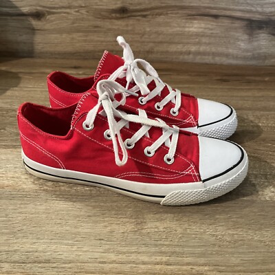 AIRWALK MENS LEGACEE SIZE 9 RED RETRO SHOE SNEAKER WHITE TOE CAP SKATER ...