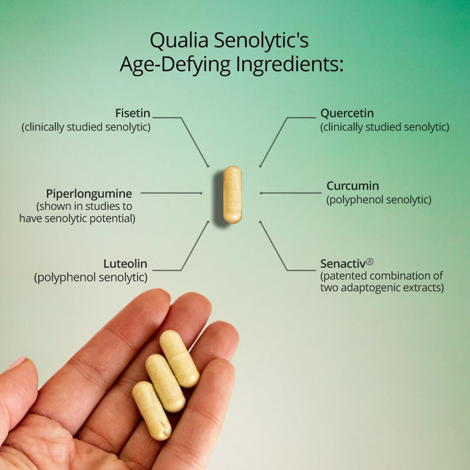 Qualia Senolytic Supplement, Fisetin, Quercetin, Piperlongumin & More ...