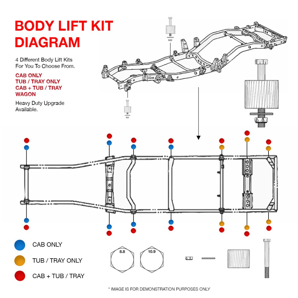 2" Body Lift Kit for Nissan Frontier Navara D22 Crew Cab LIFTS FRONT ...