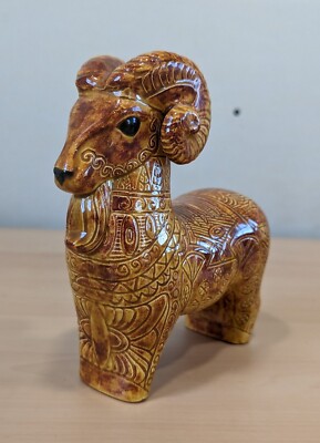 Mid Century Modern Glazed Ceramic RAM figurine Italian/ Danish? Bitossi ...