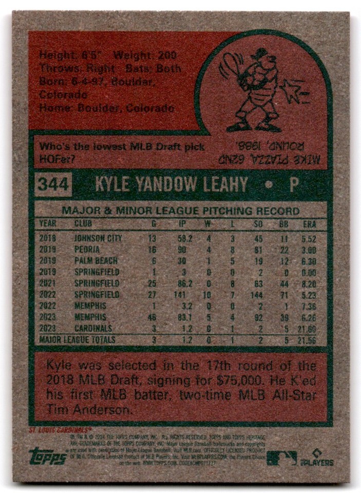 2024 Topps Heritage Kyle Leahy RC St. Louis Cardinals #344 | eBay