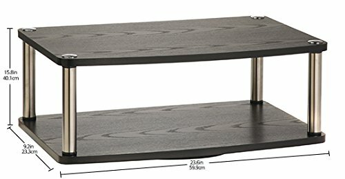 Black Wooden 2 Tier TV Monitor Swivel Stand Tabletop Base Rotating ...