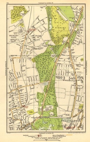 WOODFORD GREEN. Hale End, Highams Park, Snaresbrook, Wanstead 1923 old ...