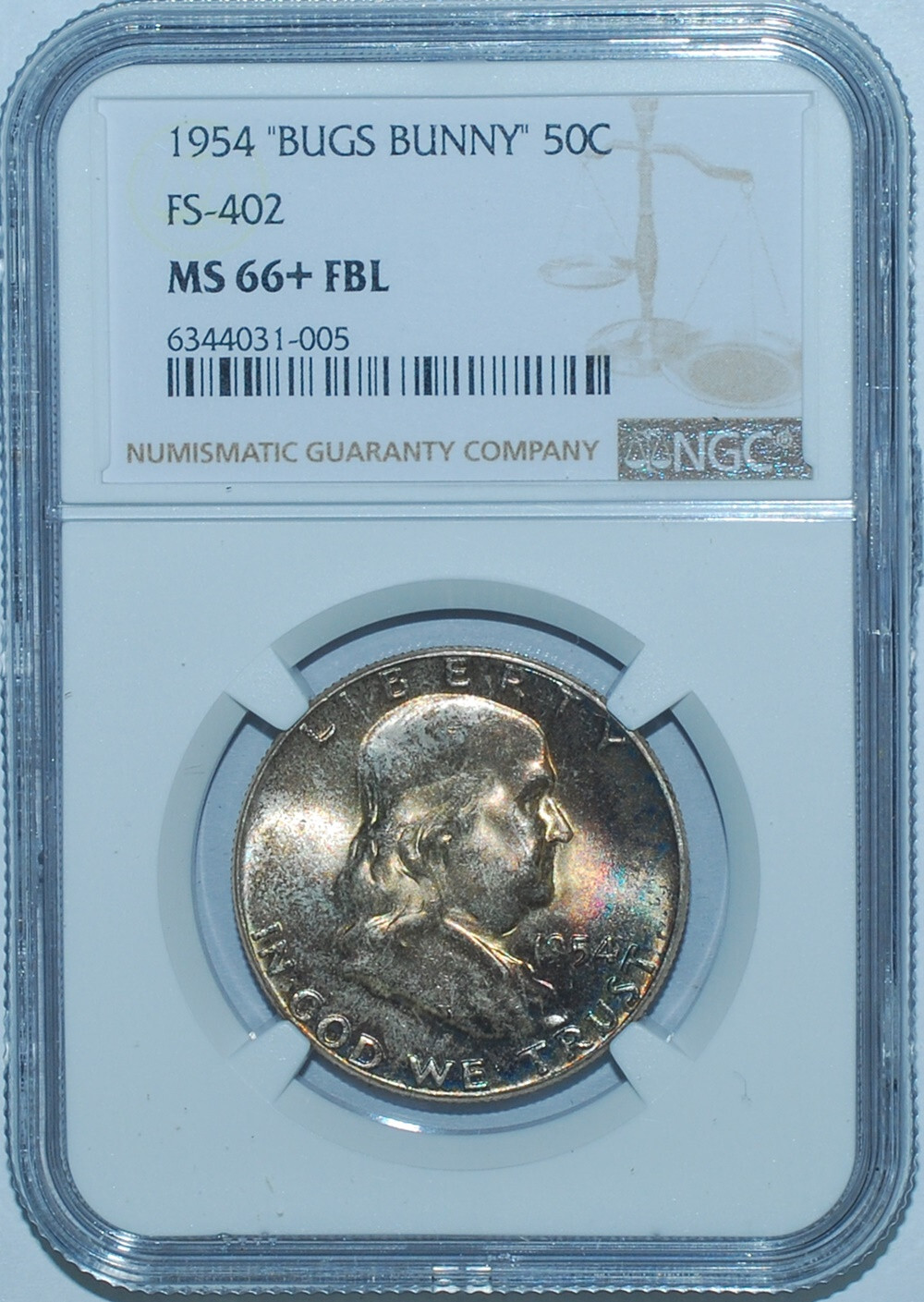 1954 NGC MS66+FBL Full Bell Lines FS-402 Obverse Die Clash Franklin ...
