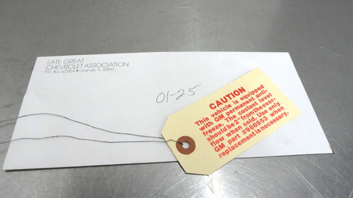 1955 1956 1957 Chevy Tri-Five Chevrolet Radiator Coolant Tag 986953 ...