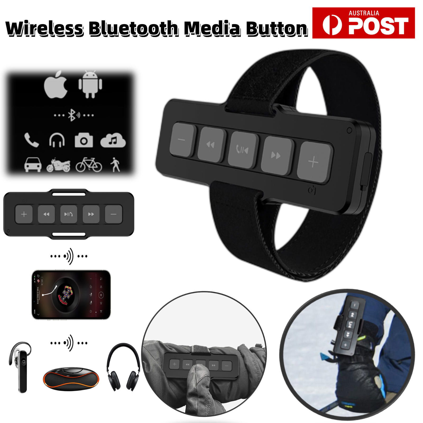Motorcycle Bluetooth Media Button Bicycle Steering Wheel Media Remote ...