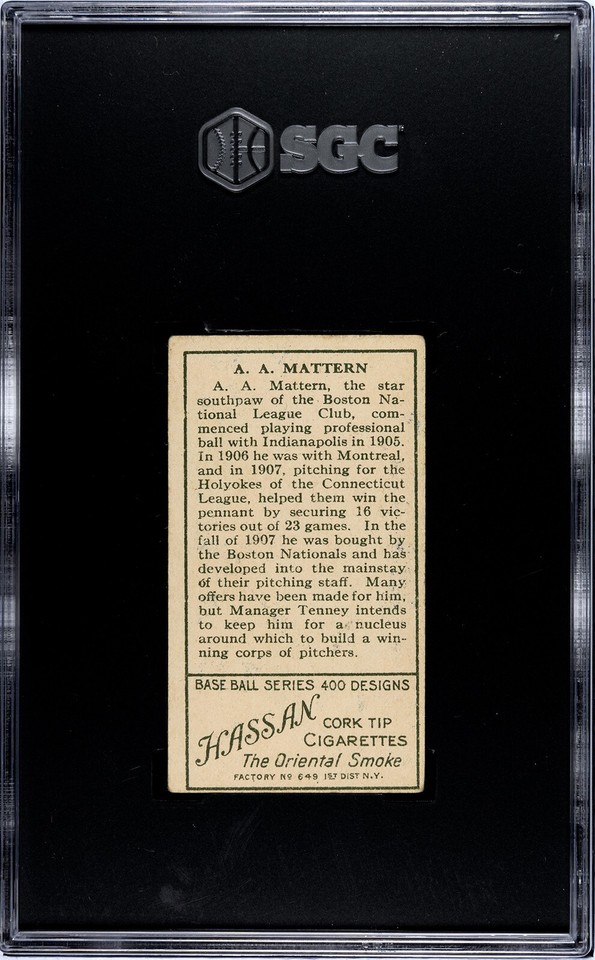 1911 T205 Hassan 649: A. A. AL MATTERN Boston Rustlers ~ SGC 4.5 | eBay