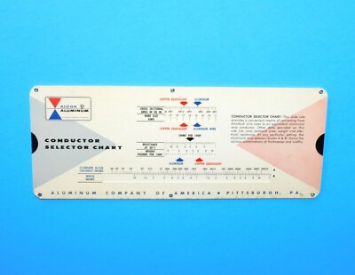 1958 ALCOA ALUMINIUM CONDUCTOR SELECTOR CHART SLIDE RULE | eBay