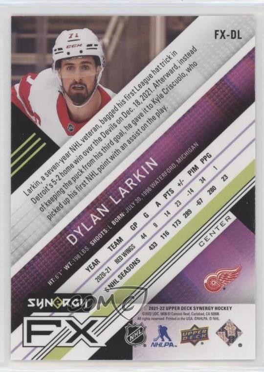 2021-22 Upper Deck Synergy Synergy FX Orange /449 Dylan Larkin #FX-DL ...