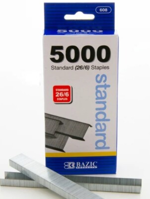 BAZIC Staples Standard (26/6) 5000/Pack, Stapler Refill Standard Size ...