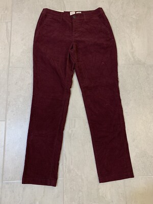 Women's 6 A New Day Slim Stretch Tapered Mid Rise Burgundy Corduroy ...