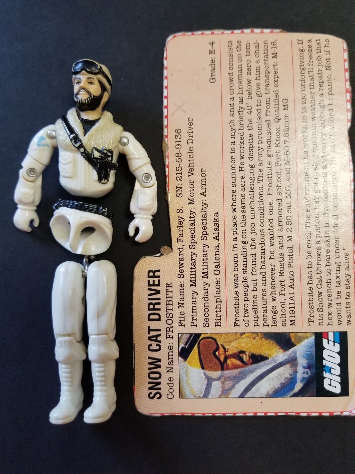GI Joe FROSTBITE 1985 Hasbro Action Figure SOLD AS IS INCOMPLETE Only 1 ...