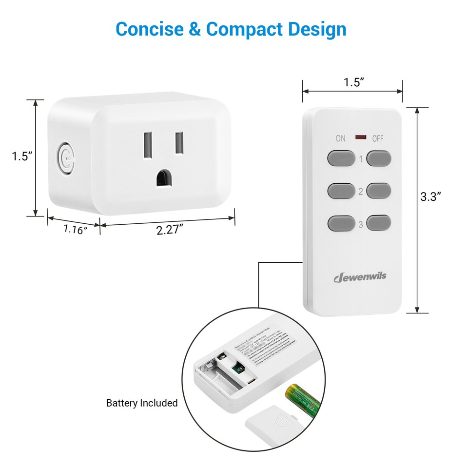 DEWENWILS Wireless Remote Control Socket Electrical Outlet Switch ...