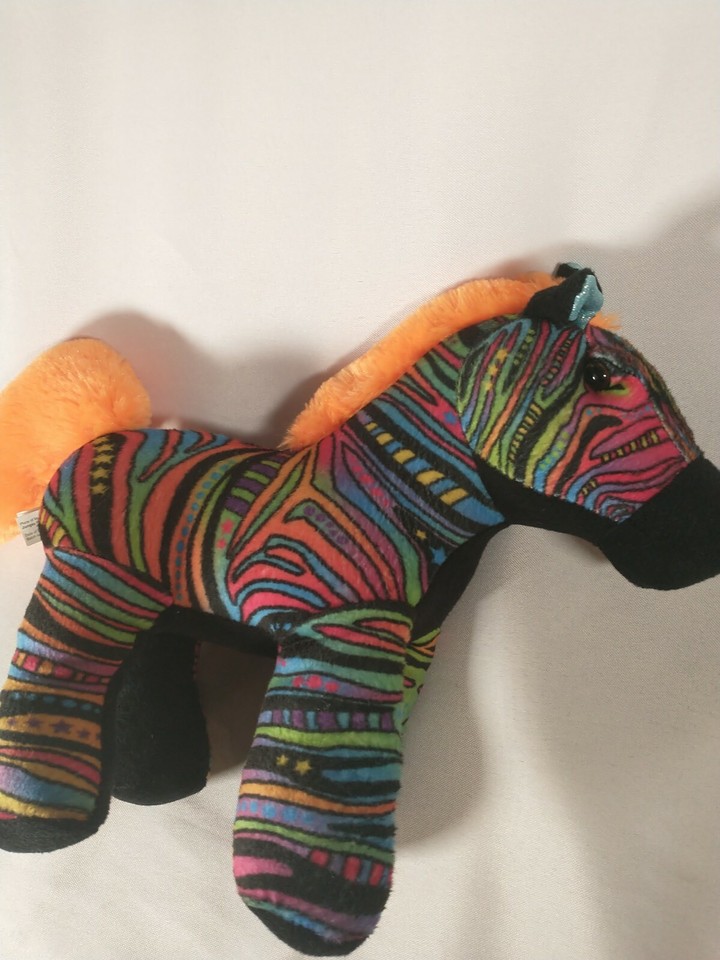 Toy Factory Zebra Plush, Rainbow Stuffed Animal, Orange | eBay