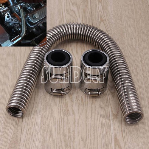 24" Car Stainless Steel Chrome Radiator Flex Coolant Water Hose Kit ...