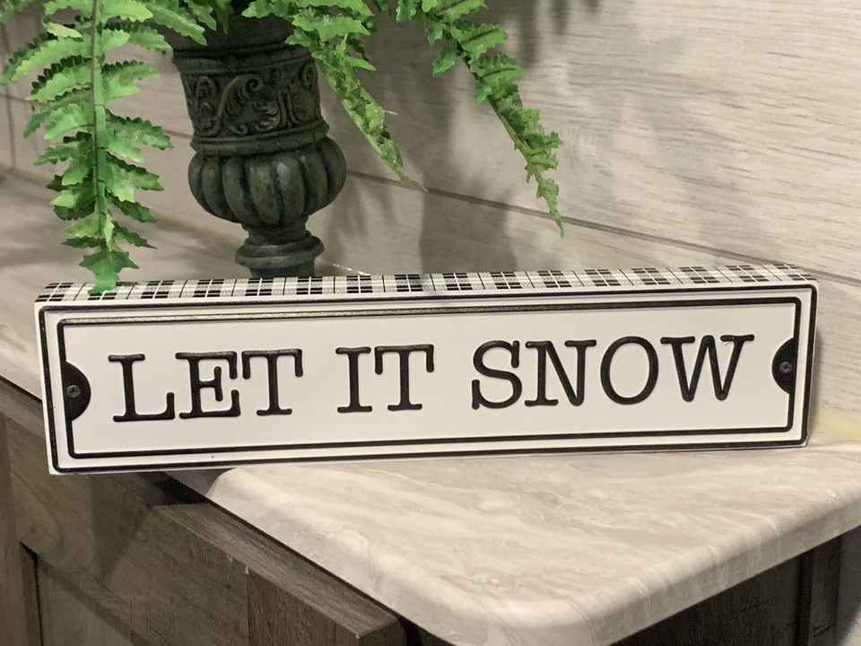 Let It Snow Rustic Tabletop Primitive Country Block Sign Christmas Sign ...